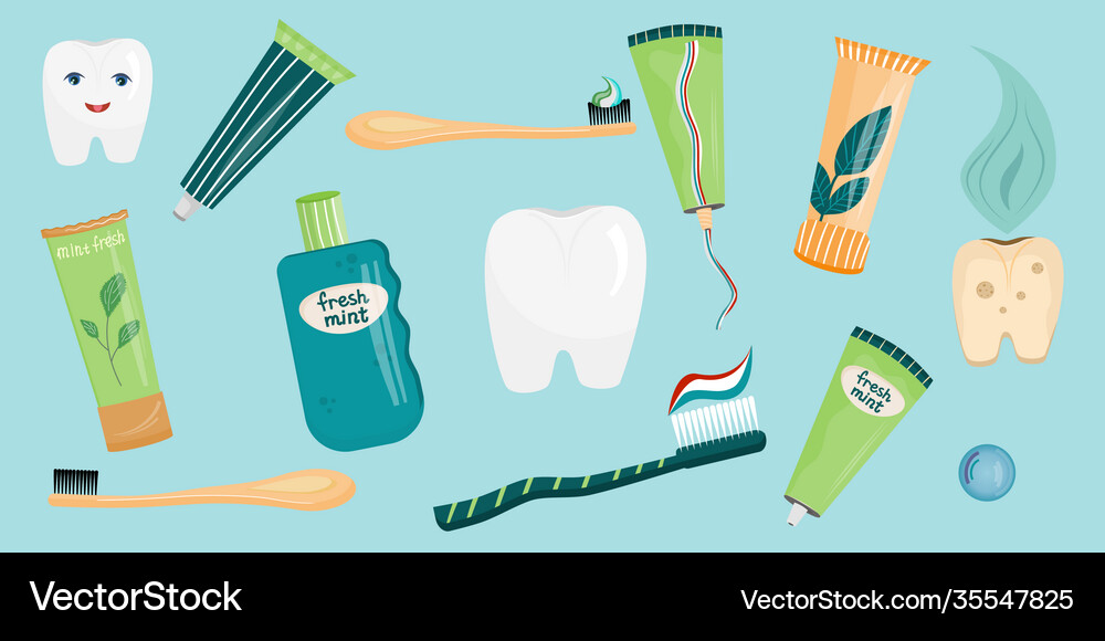 A set teeth and accessories for cleaning the Vector Image