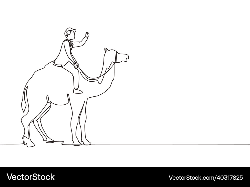 Continuous one line drawing arabian businessman Vector Image