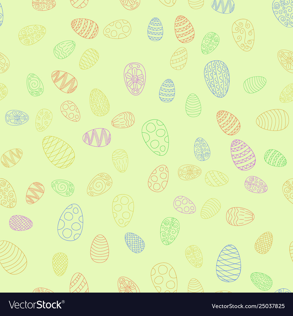 Doodle easter eggs chaotic seamless pattern Vector Image
