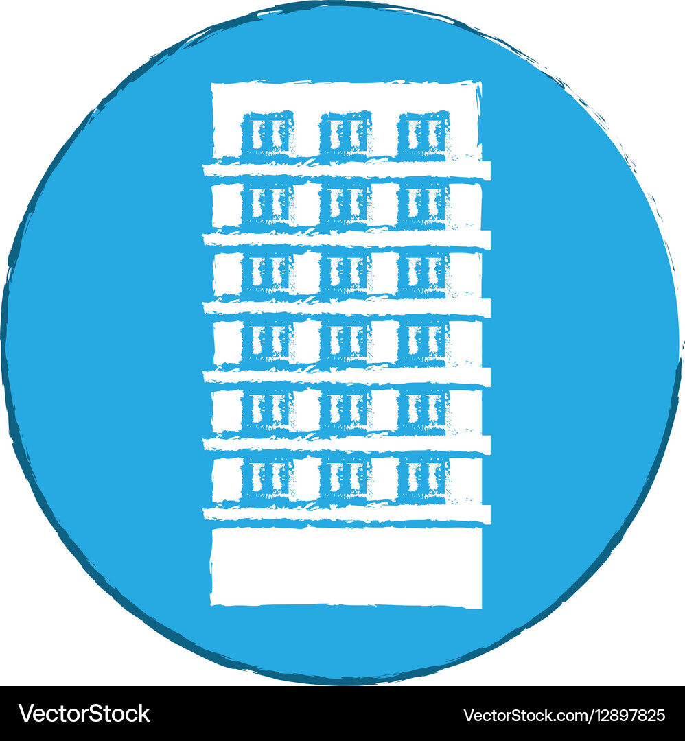 Emblem apartment building line sticker Royalty Free Vector