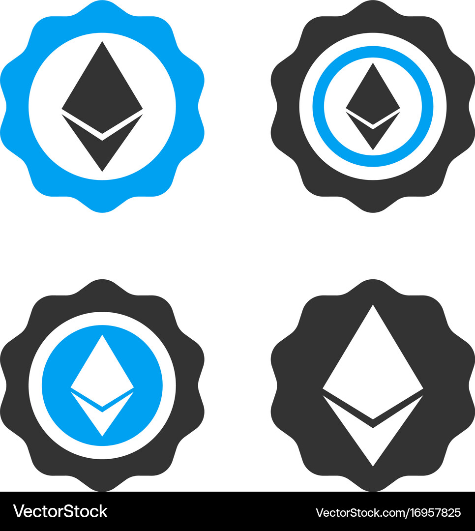 Ethereum stamp seal icon set Royalty Free Vector Image