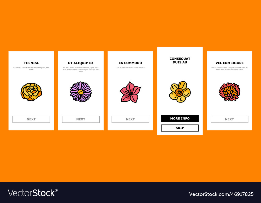 Flower Spring Floral Blossom Onboarding Icons Set Vector Image