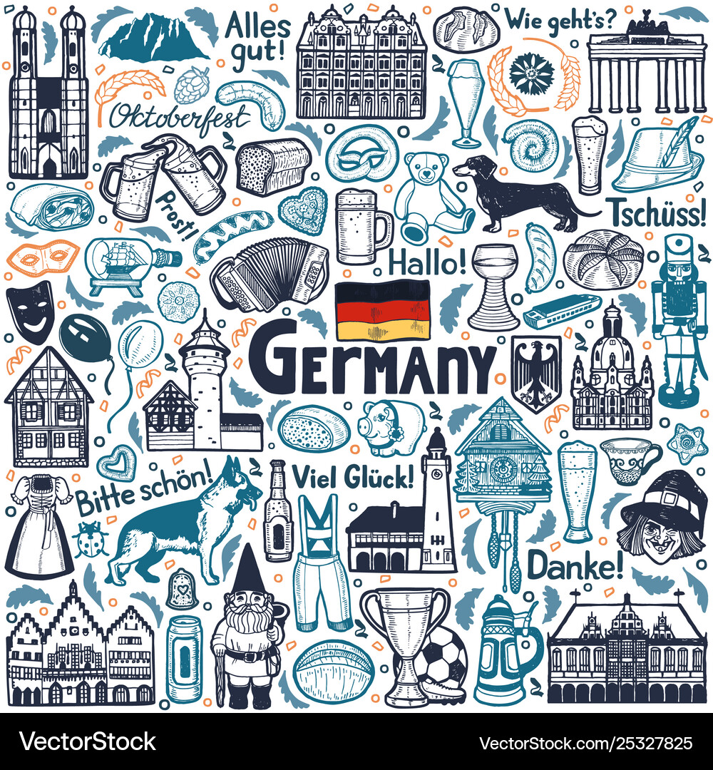 German symbols composition in hand drawn style Vector Image