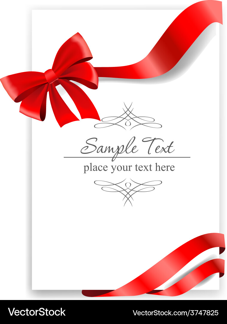 Greeting card with a red ribbon Royalty Free Vector Image