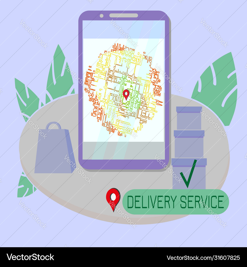Internet delivery service on map city Royalty Free Vector