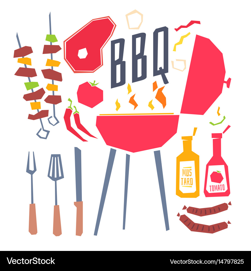 Modern poster with a barbecue grill Royalty Free Vector