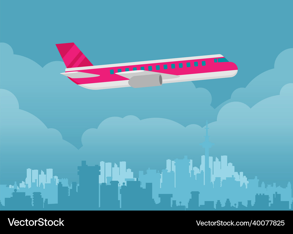Plane or airplane in the sky flat style Royalty Free Vector