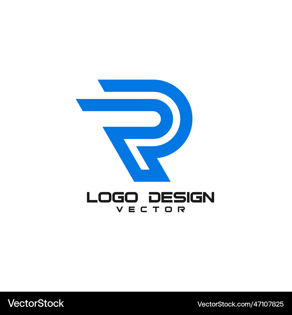 R symbol line art logo template Royalty Free Vector Image