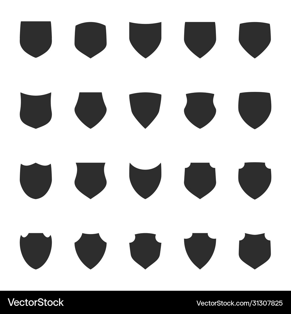 Shield protection icons collection silhouette Vector Image