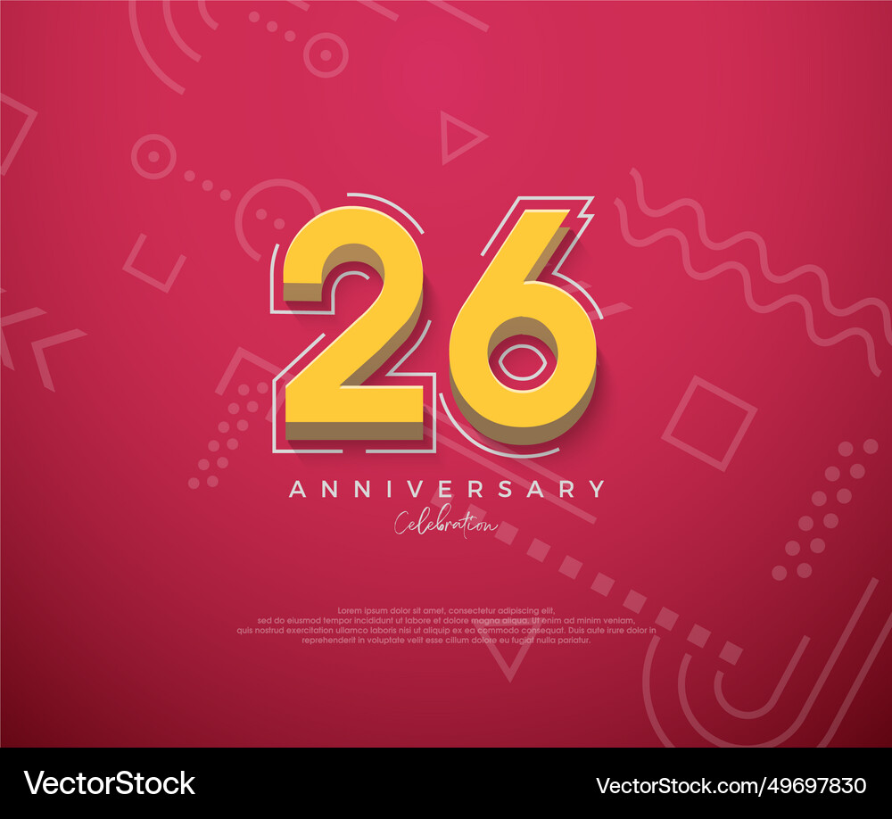 26th anniversary with a cartoon design Royalty Free Vector