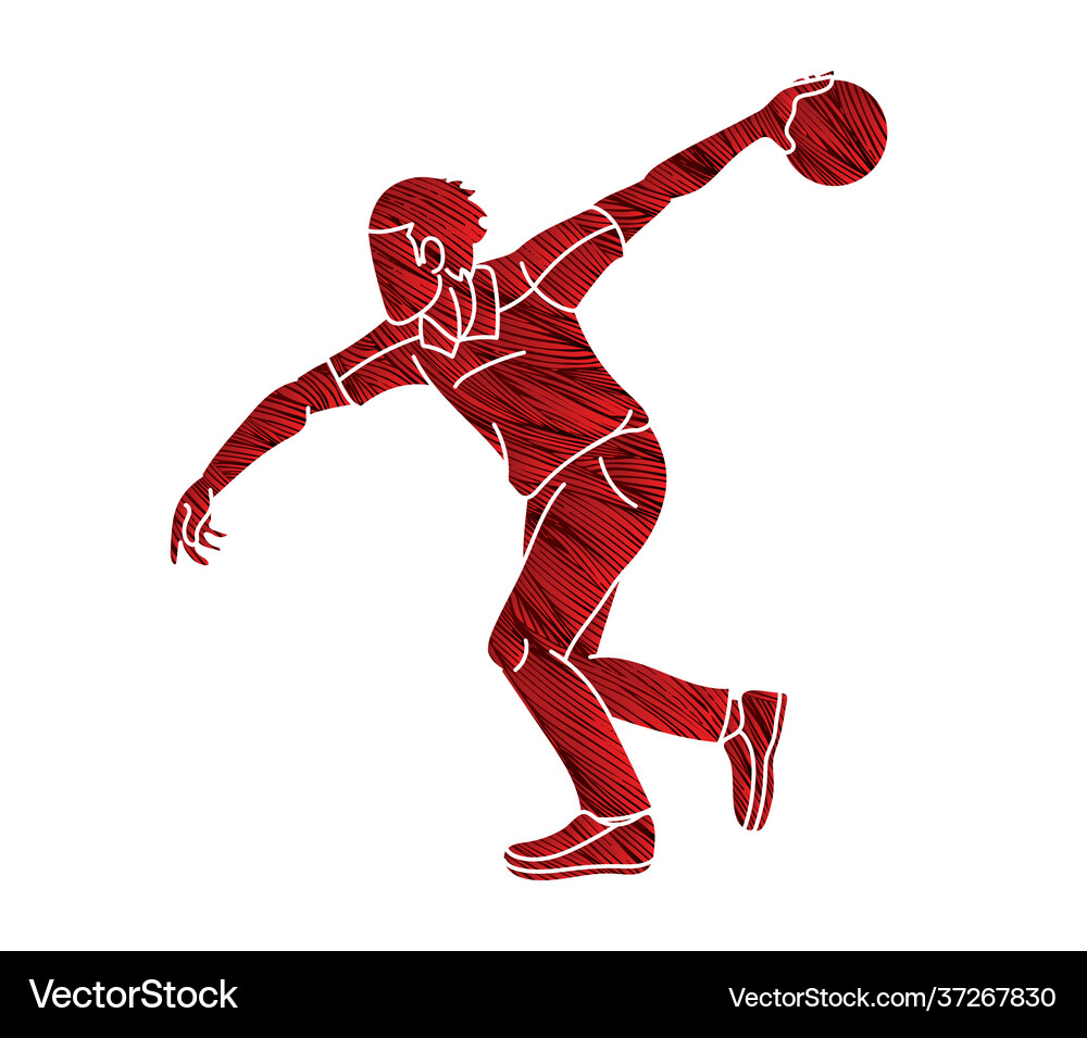 Bowling sport male player pose Royalty Free Vector Image