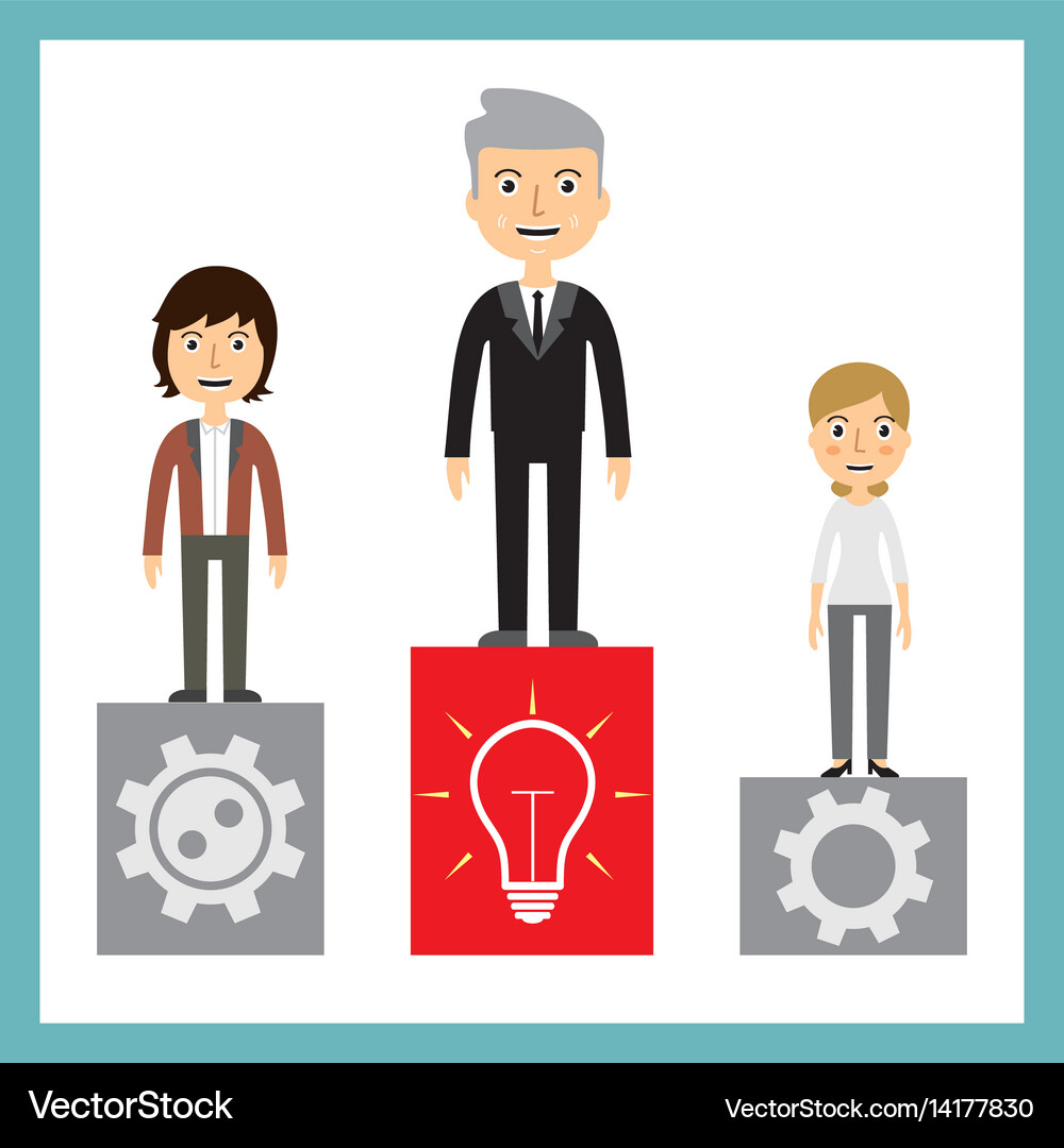 Competitor concept - leader stands on podium Vector Image