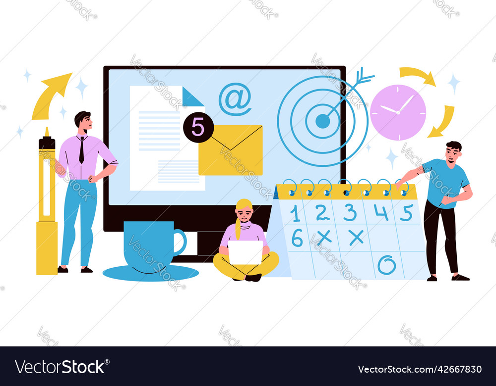 Computer task management composition Royalty Free Vector