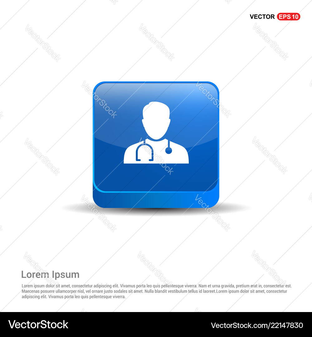 Doctor icon pictograph - 3d blue button Royalty Free Vector
