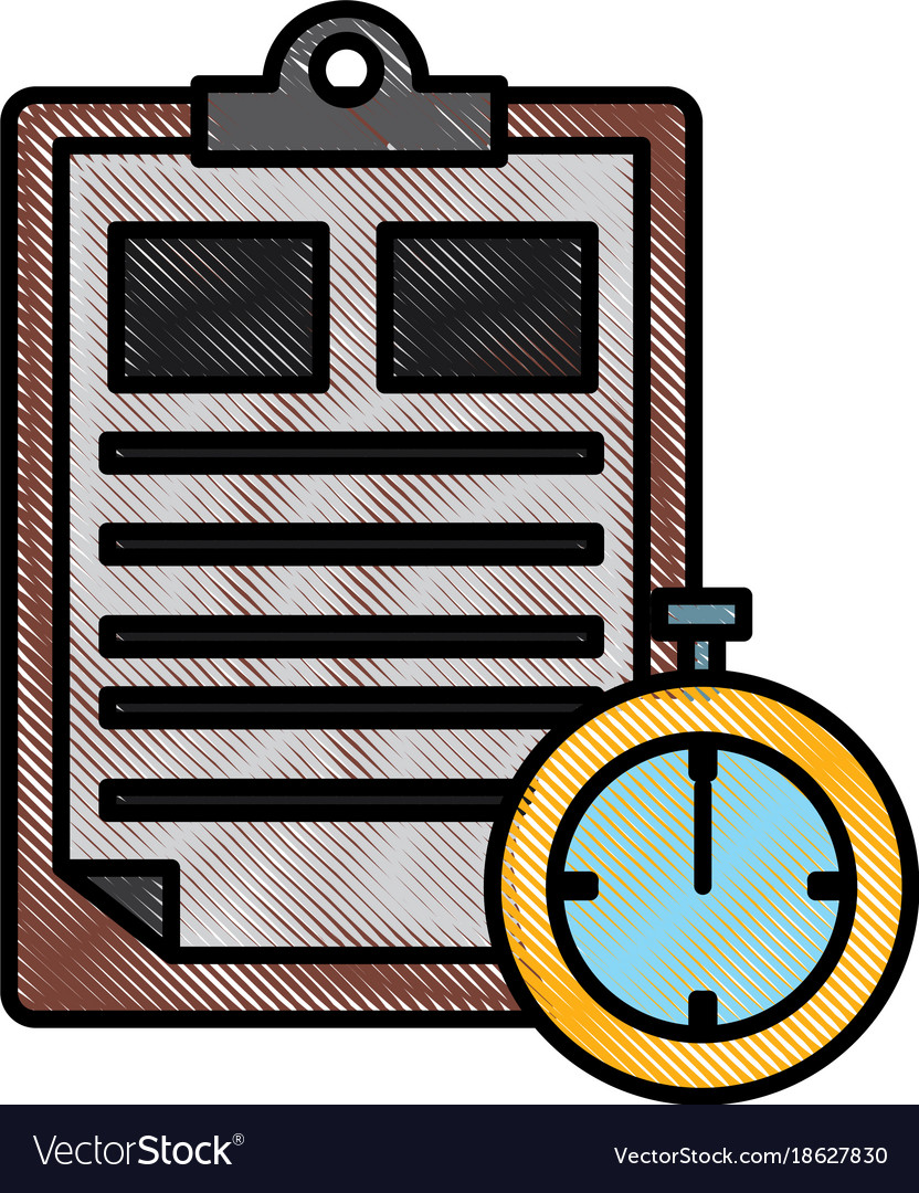 Document board and timer Royalty Free Vector Image