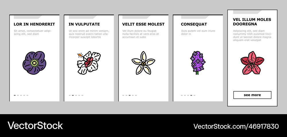 Flower blossom spring onboarding icons set Vector Image
