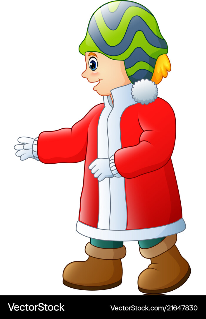 Happy boy in red winter clo Royalty Free Vector Image