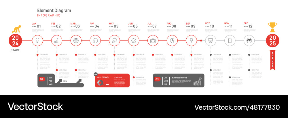 Infographic template for business 12 months Vector Image