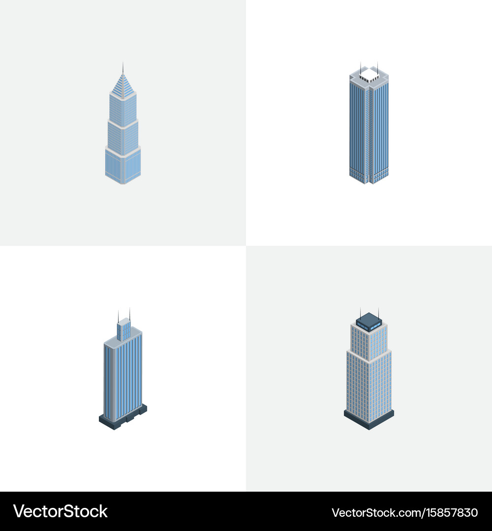 Isometric skyscraper set of exterior tower Vector Image