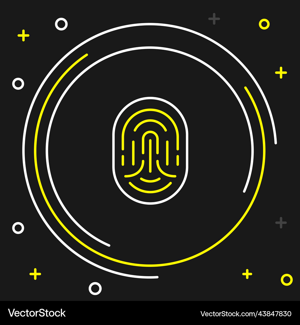 Line fingerprint icon isolated on black background