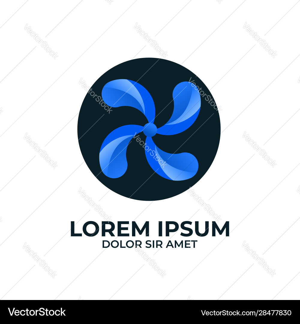 Propeller turbine logo icon rotation Royalty Free Vector