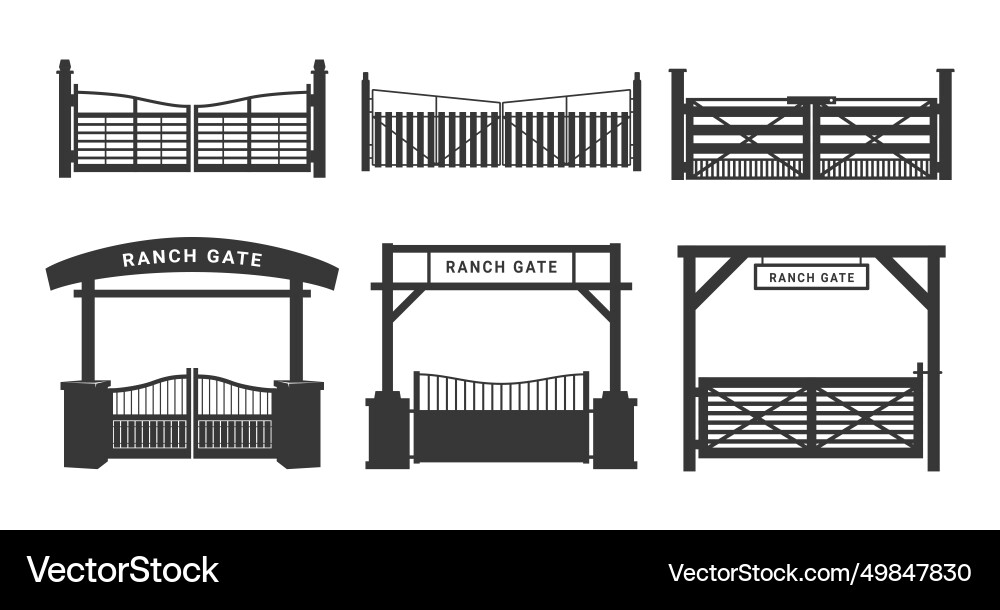 Ranch gate black monochrome minimalist silhouette Vector Image