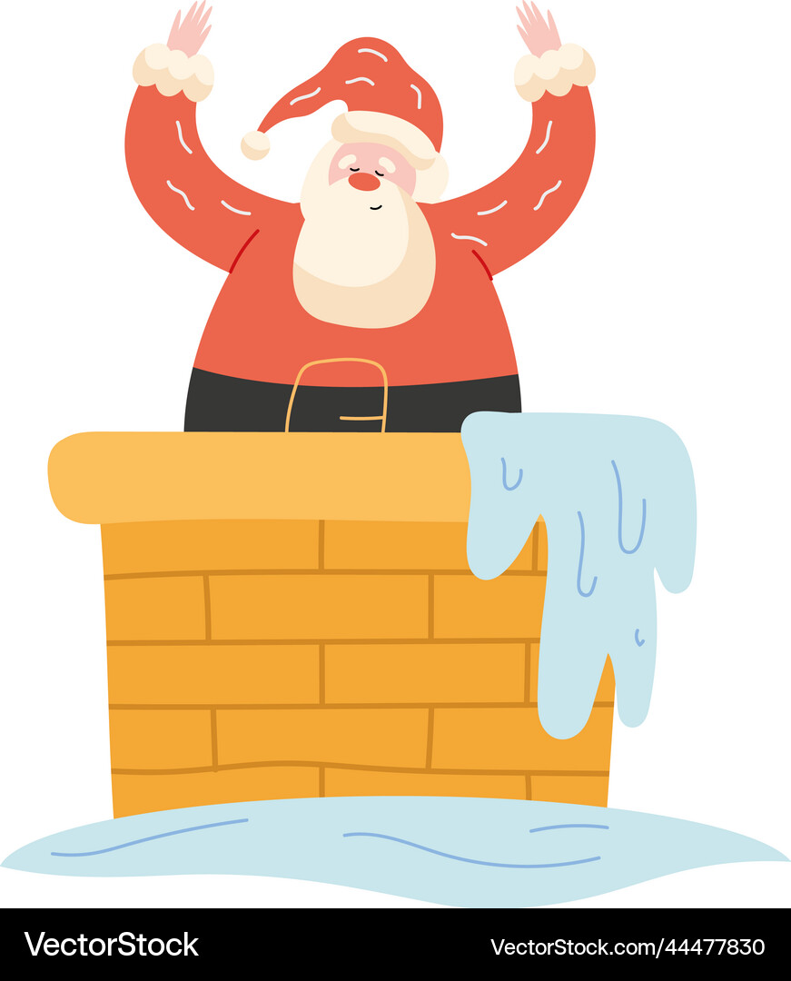 Santa claus in chimney Royalty Free Vector Image