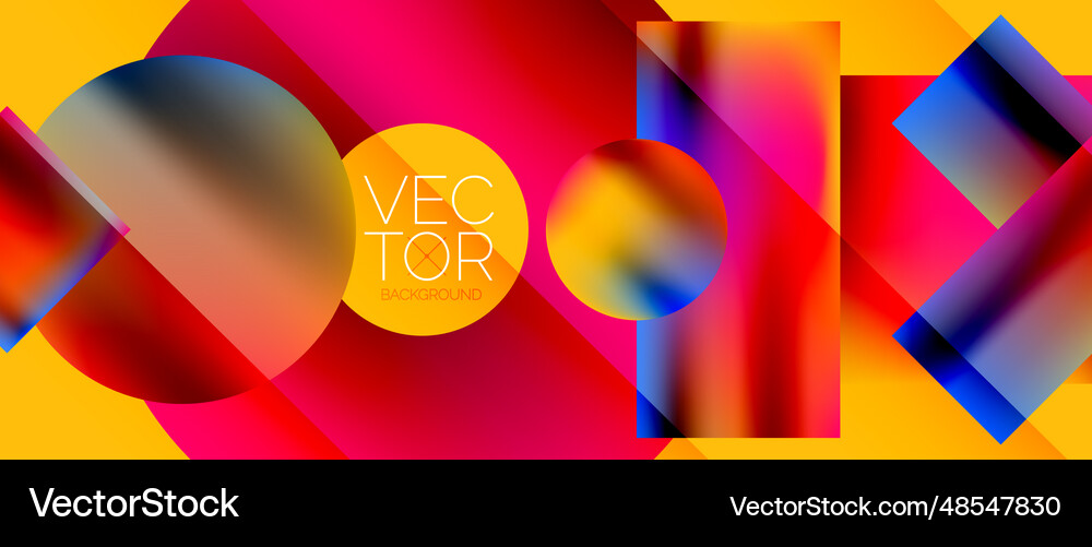 Squares and circles design fluid color gradients Vector Image
