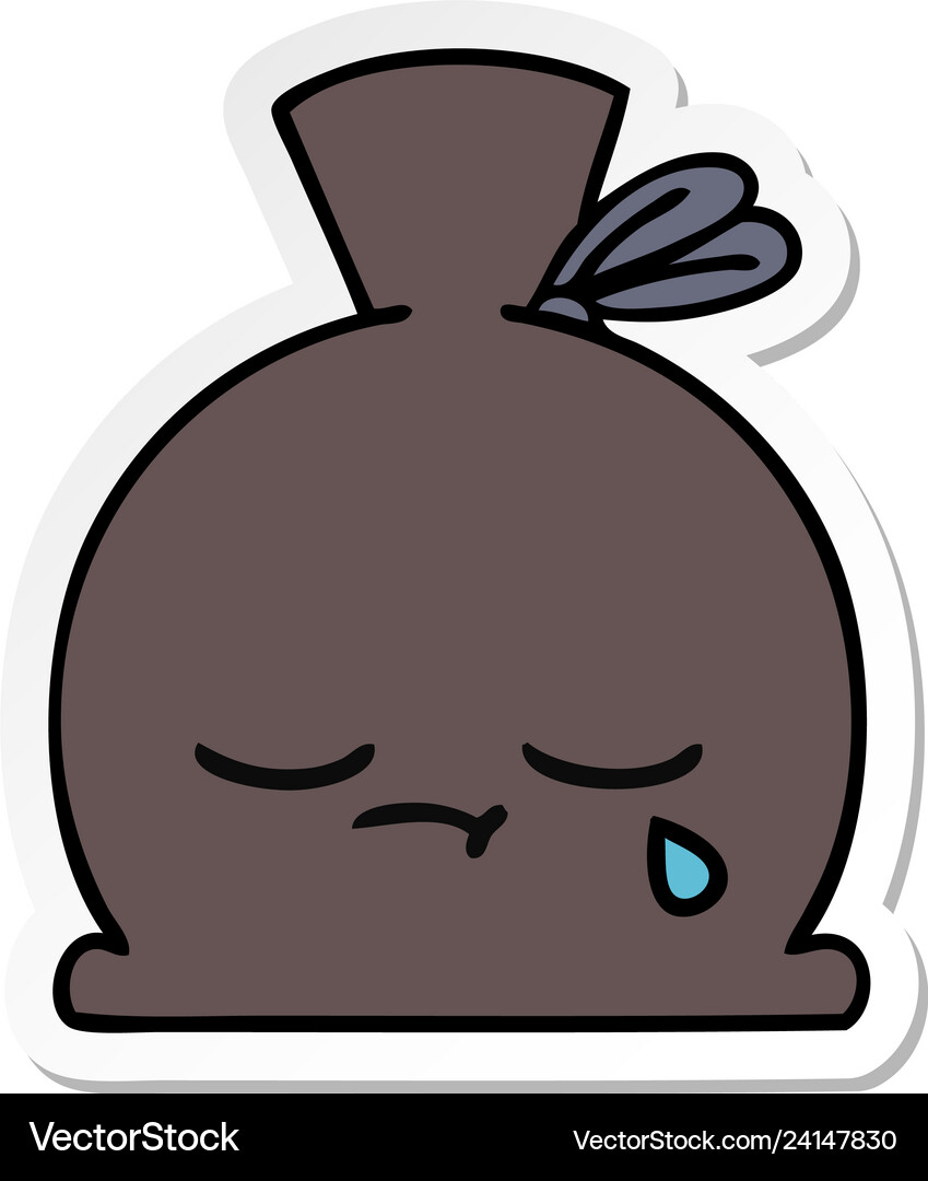 Sticker a cute cartoon sack Royalty Free Vector Image