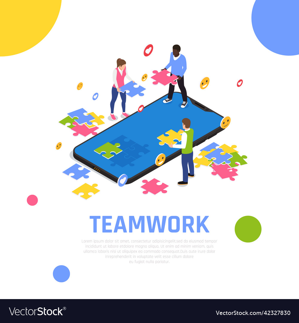 Teamwork collaboration isometric composition Vector Image