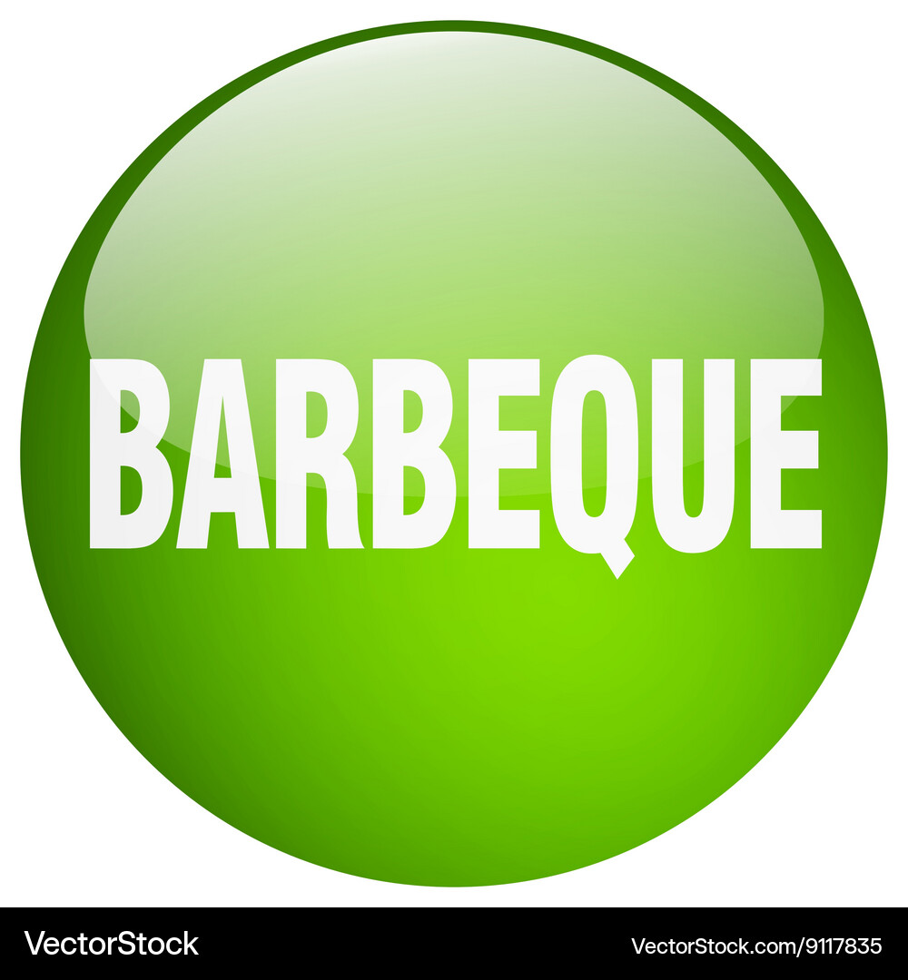 Barbecue green round gel isolated push button Vector Image