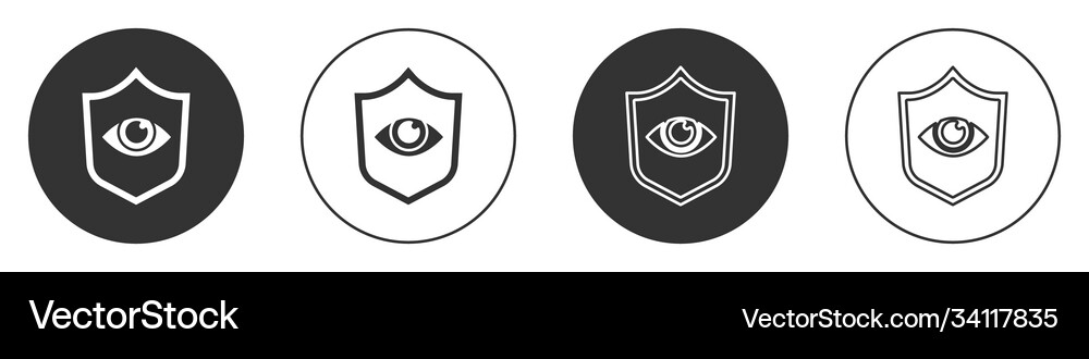 Black shield and eye icon isolated on white Vector Image