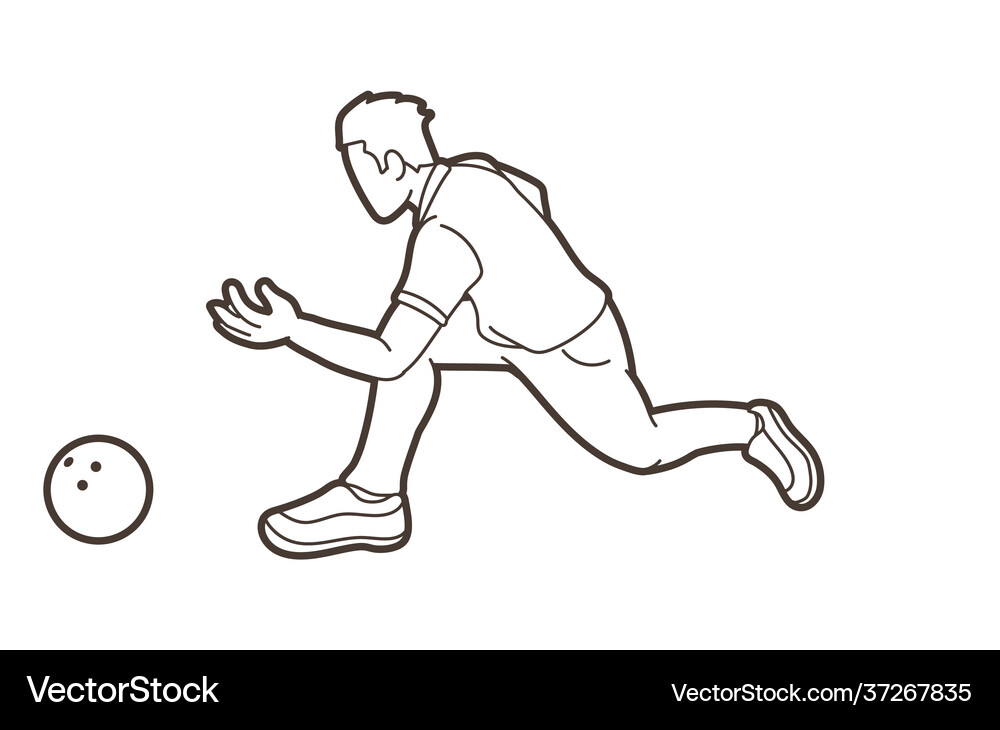 Bowling sport male player pose Royalty Free Vector Image