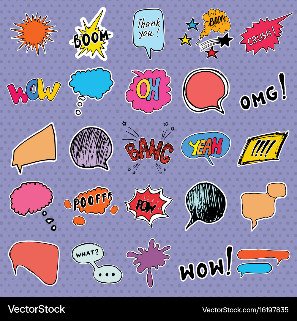 Comic book speech bubbles and cartoon sound Vector Image