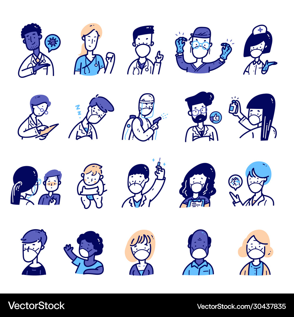 Coronavirus 2019-ncov people characters Royalty Free Vector