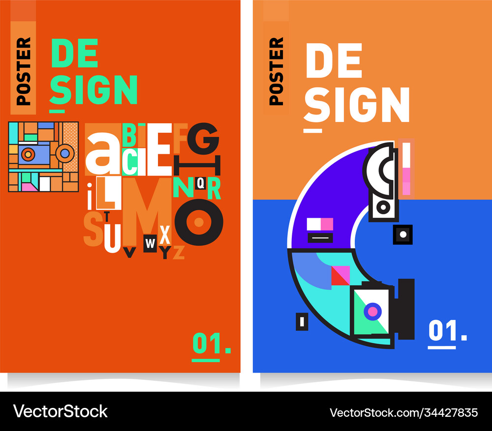 Covers design set with retro style cool geometric Vector Image