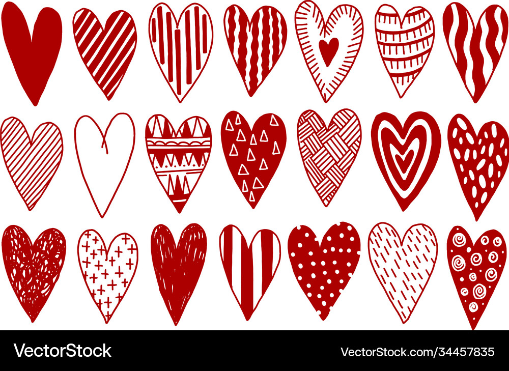Heart doodle drawing isolateddesign decoration Vector Image