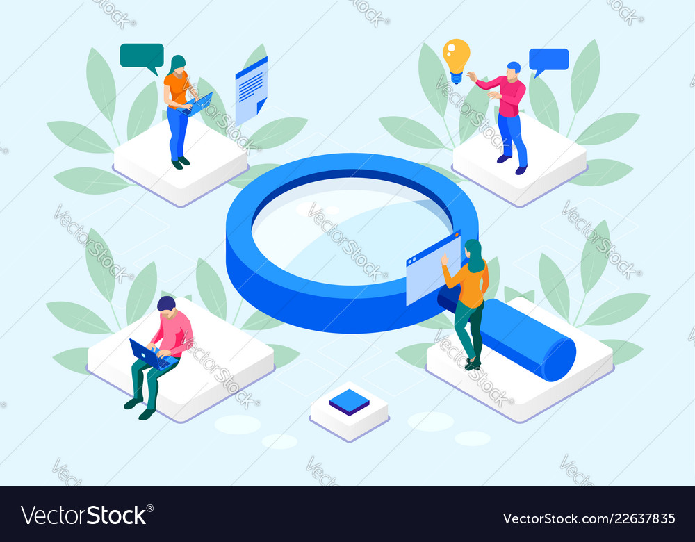 Isometric digital marketing strategy web banner Vector Image