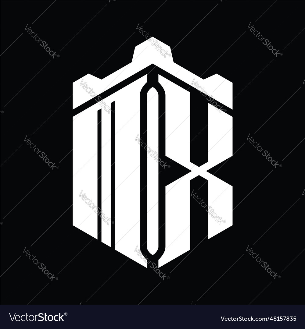 Mx letter logo monogram hexagon shape with crown Vector Image