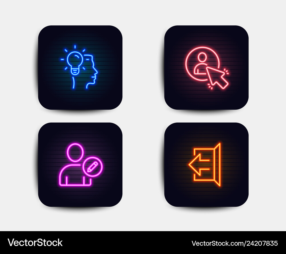 Neon glow lights set idea user and edit icons Vector Image