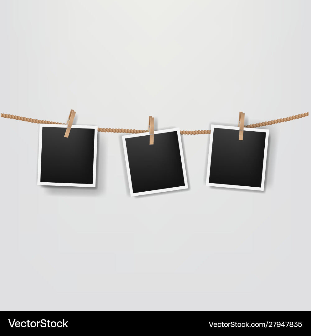 Photos on rope grey background Royalty Free Vector Image