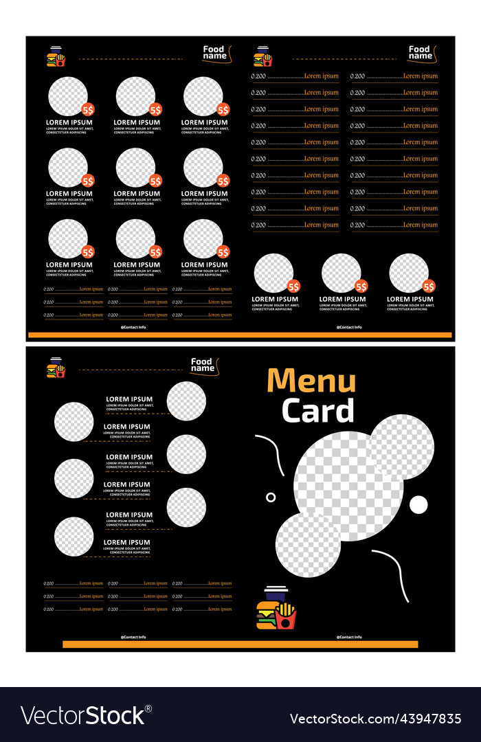 Restaurant menu card design template Royalty Free Vector