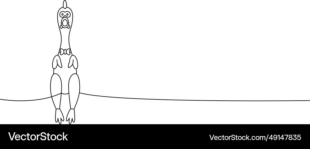Rubber chicken toy pet one line continuous Vector Image