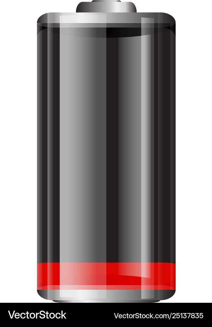 Transparent battery low red isolated Royalty Free Vector