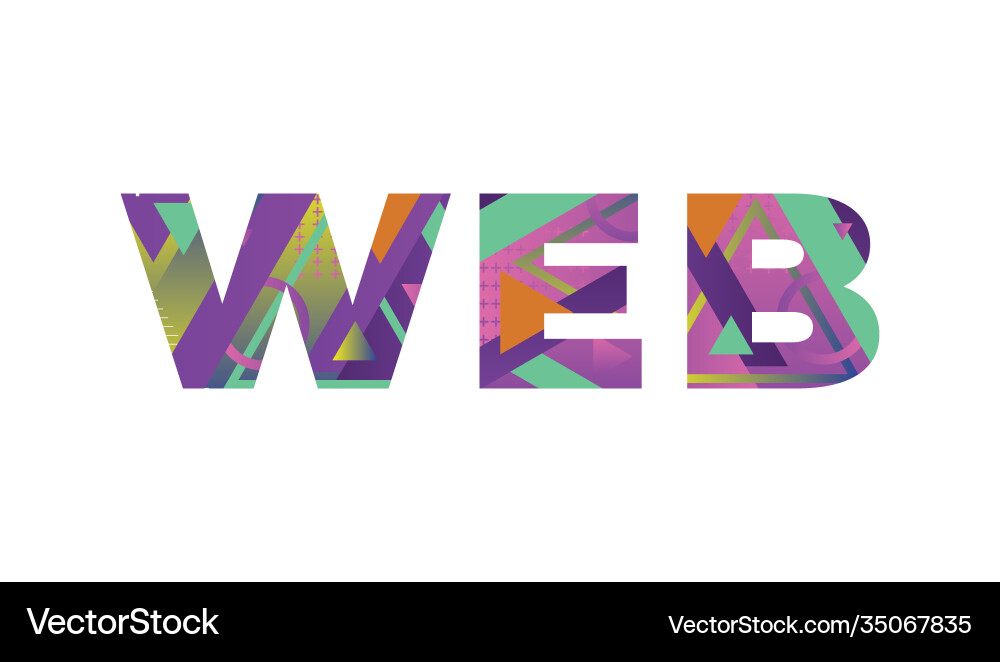 Web concept retro colorful word art Royalty Free Vector
