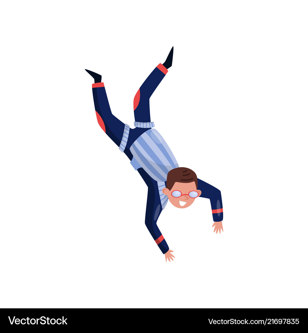 Young skydiver in freefall man with parachute Vector Image