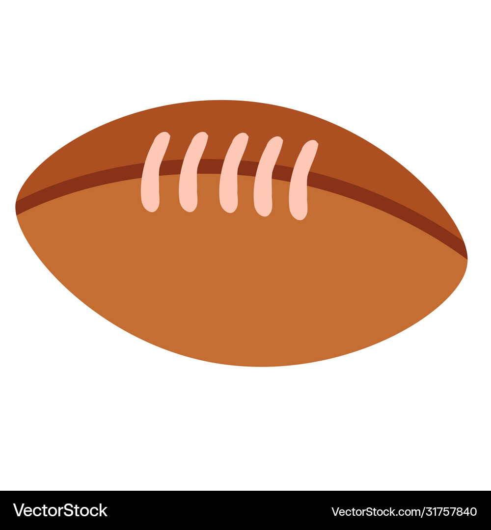 Brown rugby ball flat isolated object on a white Vector Image