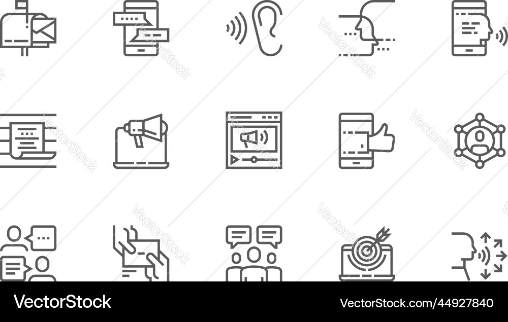 Buzz marketing line icons Royalty Free Vector Image