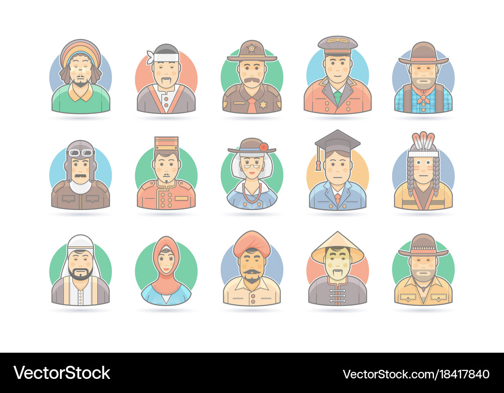 Cartoon people icon set character Royalty Free Vector Image