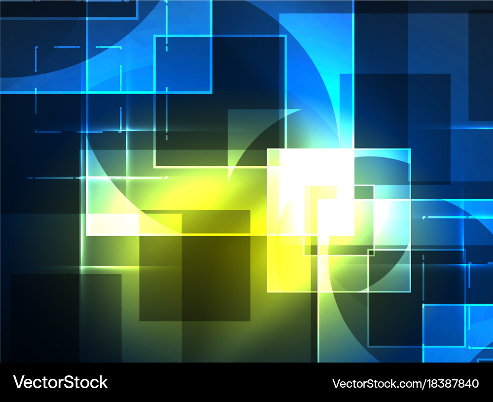 Glowing squares in the dark digital abstract Vector Image